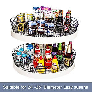 Leeden Lazy Susan Organizer Basket for 24" Diameter Turntable - 16.3" x 10.3" x 4" Metal Organizing Storage Bins (6 Packs) - Black Kitchen Cabinet Storage Organizer - 1/4 Wedge Can Organizer