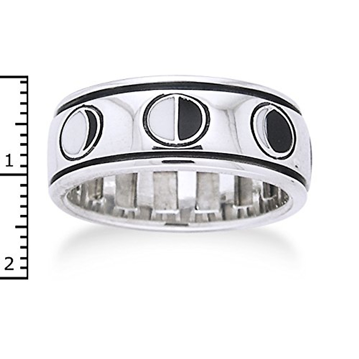 Sterling Silver Lunar Phases of the Moon Spinning Spin Band Ring Size 15(Sizes 4,5,6,7,8,9,10,11,12,13,14,15)