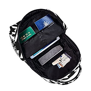 Student Backpacks 15.6 Inch Laptop Houndstooth Black Print Student School Book Bag Travel Hiking Camping Daypack