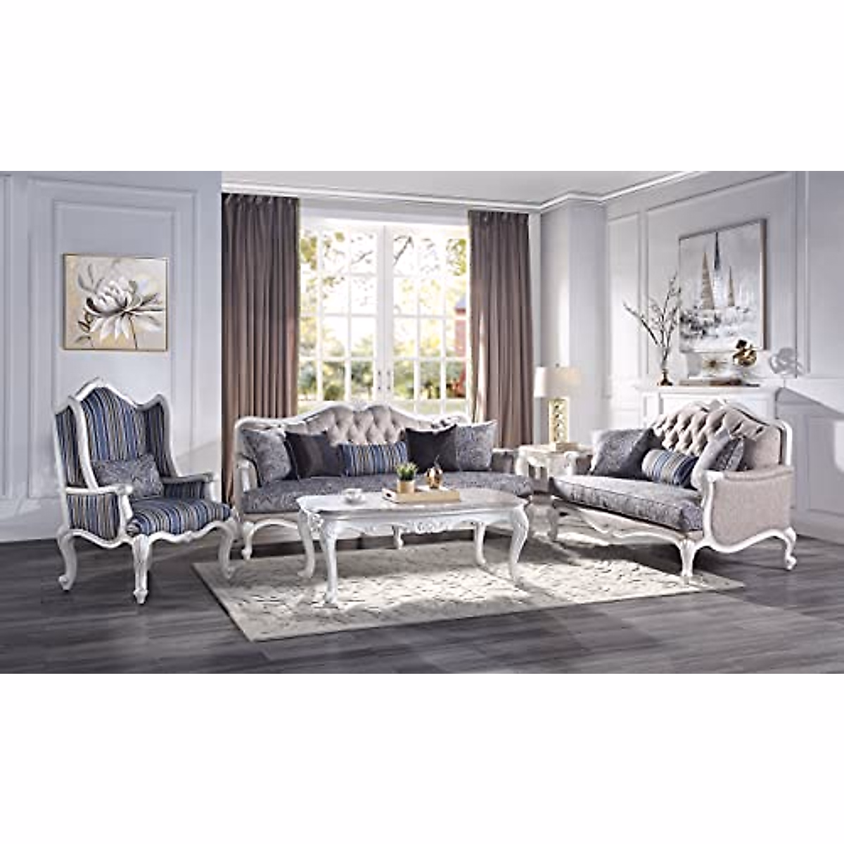 Acme Furniture Upholstered Sofas, Gray, Blue and White
