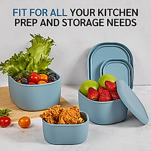 ISSEVE 12Pcs/Set Nesting Silicone Food Storage Containers with Lids, BPA Free Reusable Meal Prep Silicone Containers Airtight, Freezer Dishwasher Safe (33.8oz, 20oz, 10oz, 6.7oz, 1.3oz) (Blue)