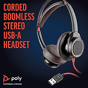 Poly (Plantronics + Polycom) Blackwire 7225 Wired USB-A Headset (Plantronics) - Black - Dual-Ear (Stereo) Computer Headset - Connect to PC/Mac via USB-A - Active Noise Canceling