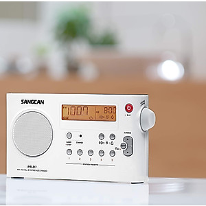 Sangean PR-D7 AM/FM Digital Rechargeable Portable Radio - White, One Size