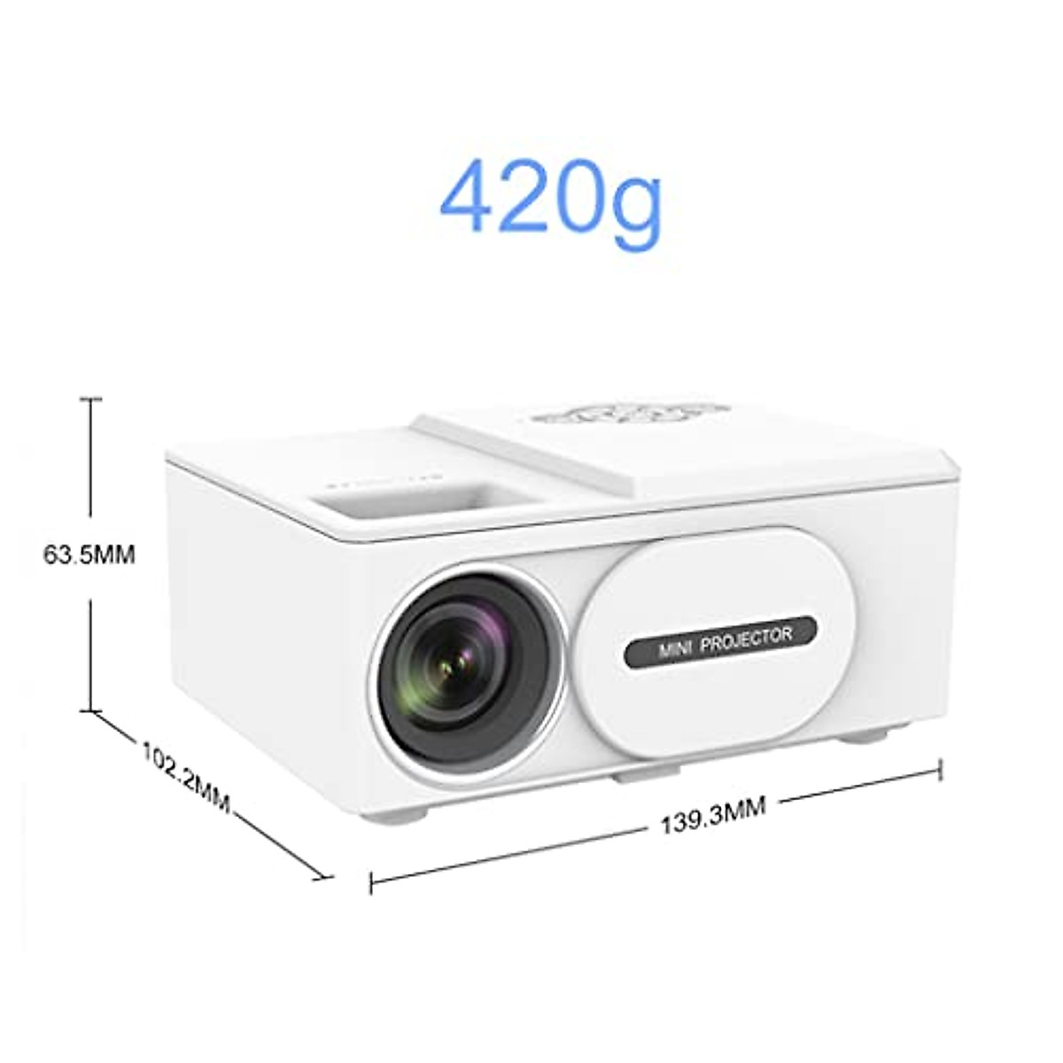 QFWCJ Portable Mini Projector PTY60 Support 1080P LED Home Theater Media Mobile Player Home Office Video Projector (Color : Black Mirroring, Size : 139 * 102 * 63mm)