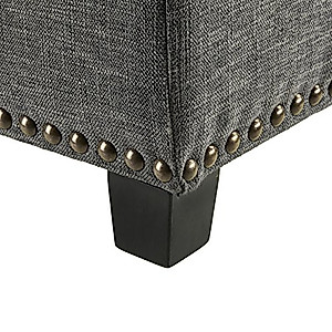 FIRST HILL FHW Thomas Rectangular Storage Ottoman Bench, Large, Stone Grey
