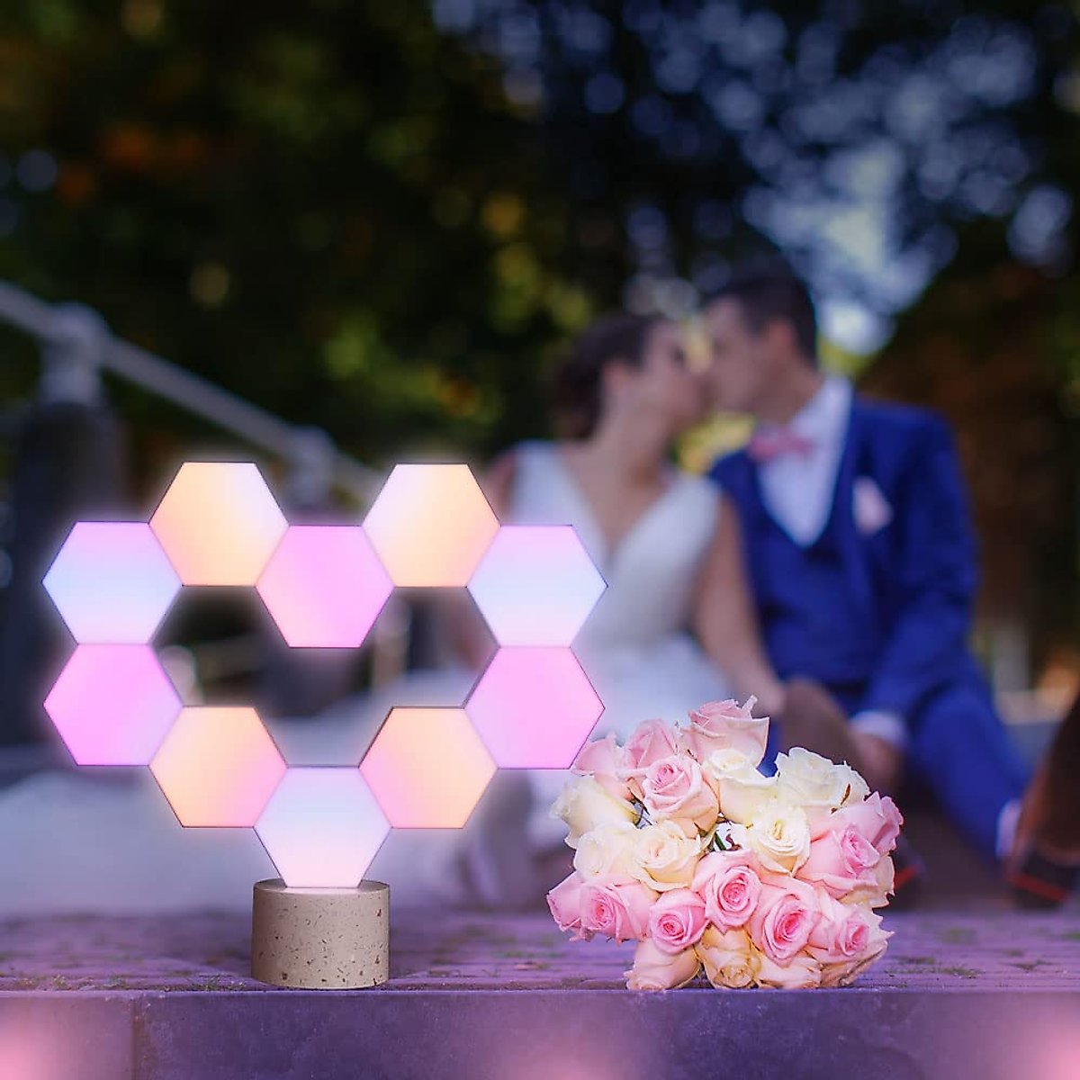 Yescom APP Control 6 Pack Smart LED Light Panels Hexagon Smarter Kit Modular Touch Sensitive Lamp DIY Voice Control Cololight Home Decor Gift