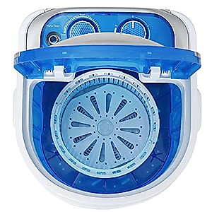 HomGarden 6.6lbs Capacity Mini Washing Machine for Compact Laundry, Portable Single Translucent Tub Washer with Timer Control and Spin Cycle Basket