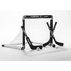 Franklin Sports NHL Mini Hockey Goal Set of 2 - Black - Includes Mini Hockey Goals, 4 Hockey Sticks, 2 Goalie Sticks, and 4 Foam Hockey Balls