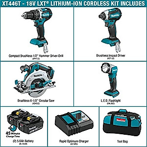 Makita XT446T 18V LXT Lithium-Ion Brushless Cordless Combo Kit (4 Piece)