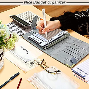 Mable gray Faux Leather A6 Budget Planner Binder with Zipper Cash Envelopes& Expense Budget Sheets, Money Saving Budget Saver Book, Cash Stuffing Organizer for Budgeting