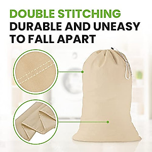 Cotton Laundry Bag Drawstring - 4 Pack, Extra Large Canvas Bags 24'' X 36'' inch - Machine Washable Cotton Fabric - Storage Sack for Dirty Clothes, Basket Liner, Hamper Bag, Liner Replacement, delicates, Sleeping Bag, Reusable Travel Dorm and Basket Closu