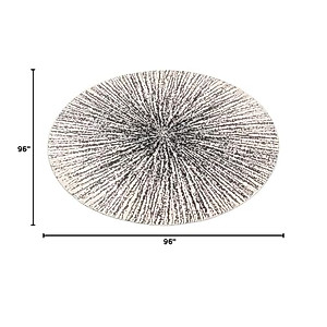 SAFAVIEH Evoke Collection Area Rug - 8' Round, Black & Ivory, Abstract Burst Design, Non-Shedding & Easy Care, Ideal for High Traffic Areas in Living Room, Bedroom (EVK228K)