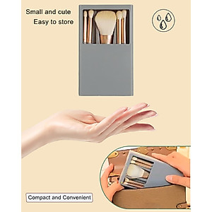 Travel Size Makeup Brushes Set, Easy-taken Mini Makeup Brush Set with Case and Mirror, Small Complete Function Cosmetic Brushes Kit Perfect for On The Go (Apricot)