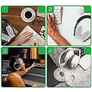 JYHF Disposable Sanitary Headphone Covers, Earpad Cover Ups for Headset Protector, Non-Woven Hygienic Sweat-Proof Stretchable White Ear Cover (200Pcs，4.3”)