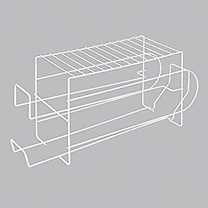 mDesign 2-Tier Metal Wire Standing Pop/Soda and Food Can Dispenser Storage Rack Organizer with Top Shelf for Kitchen Pantry, Countertop, Cabinet - Holds 12 Cans - 2 Pack - White