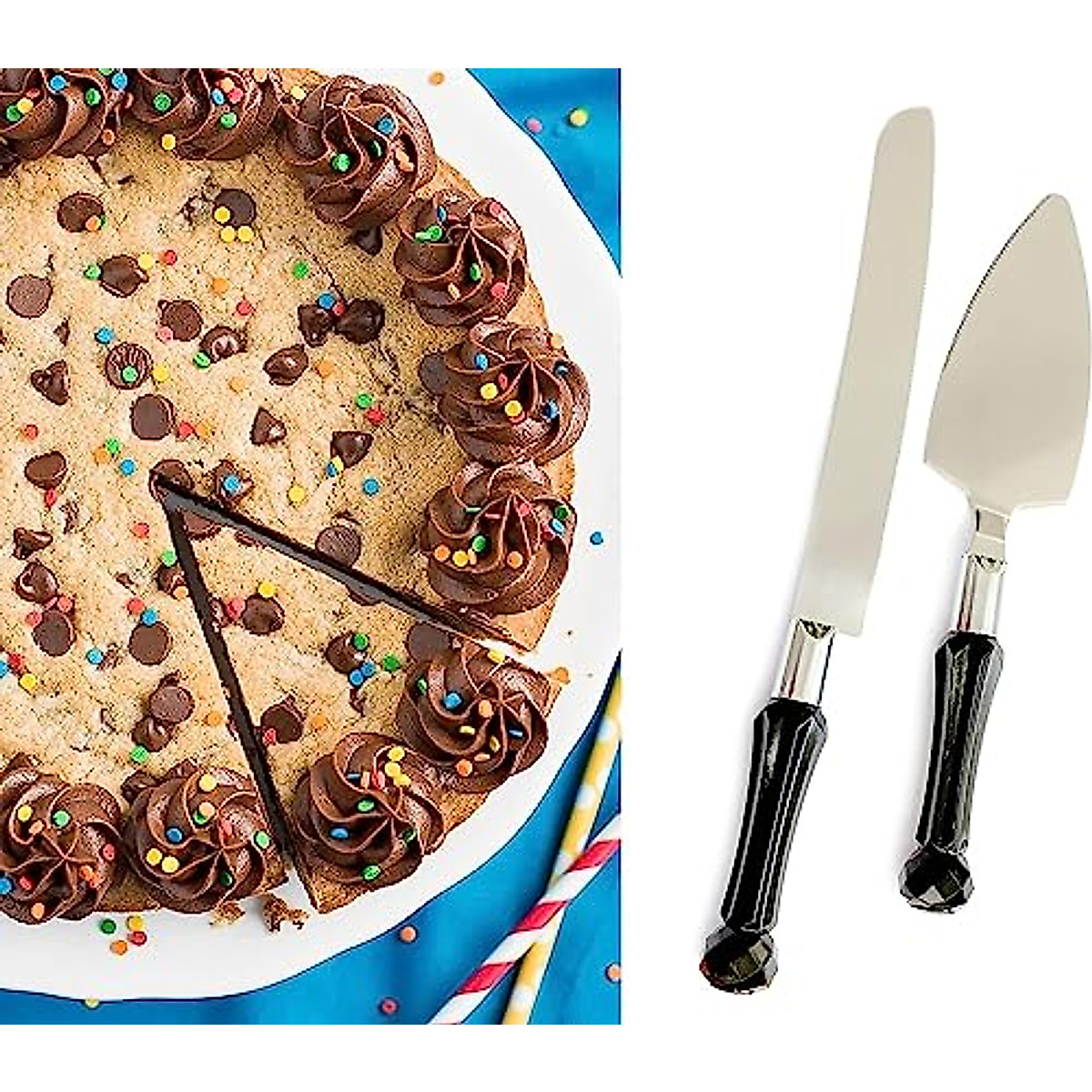 MoonShield Cake Knife & Server Spatula Cake Cutting Set - Wedding Cake Knife Set - Serving Set for Receptions Birthdays - Match the Color to Your Event Theme - Cake Knife and Cutter - Best Gift Set