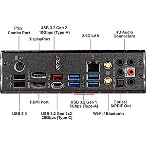 MSI MPG Z490 Gaming Edge WiFi ATX Gaming Motherboard (10th Gen Intel Core, LGA 1200 Socket, DDR4, CF, Dual M.2 Slots, USB 3.2 Gen 2, Wi-Fi 6, DP/HDMI, Mystic Light RGB) (Renewed)