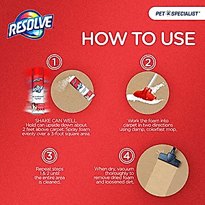 Resolve Pet Specialist Heavy Traffic Foam, Carpet Cleaner, Pet Stain and Odor Remover, 22oz
