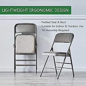 Amazing for less Pack of 2 (Fabric/Vinyl) Steel Frame Metal Foam Padded Folding Chairs (Black, Gray, White) (2-Pack - Vinyl Black)