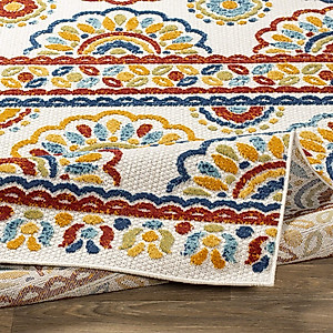 Livabliss Magnhild Bohemian Outdoor Area Rug,2' x 3', Orange