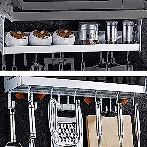 JF-XUAN Kitchen Shelf Kitchen shelf Kitchen Shelf WallMounted Microwave Seasoning Supplies Aluminum Storage Shelf