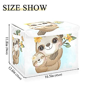 innewgogo Sloth Storage Bins with Lids for Organizing Organizer Containers with Handles Oxford Cloth Storage Cube Box for Bed Room
