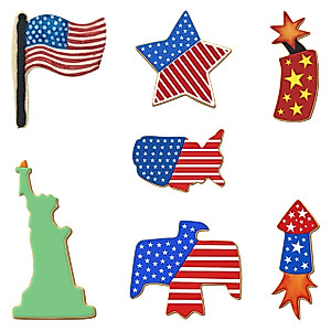 Foose Cookie Cutters Patriotic 7 Pc Set with Recipe Card, Made in USA