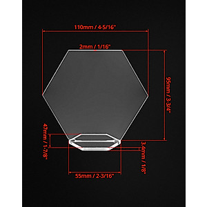 QWORK Clear Acrylic Hexagonal Place Cards, 25 Pack Acrylic Tabletop Sign & Holder, DIY Table Name Cards Plates for Wedding Reception Event Party Centerpiece Table Decorations