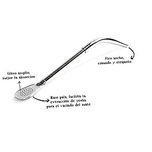 Mate Argentino Imperial Premium Leather Wrapped Handmade Engraving With Alpaca Yerba Mate Gourd (Mate cup) with Bombilla de Alpaca (Alpaca Yerba Mate straw) (Black)