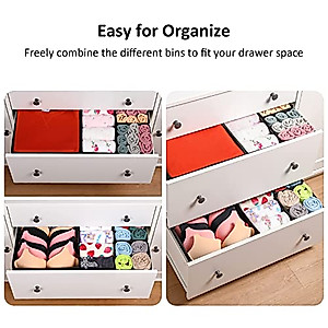 Hinotori Drawer Organizer for Clothing Foldable Storage Bins Closet Baby Dresser Drawer Divider Nursery Basket Box for Underwear, Bras, Lingerie, Black, 12 Pack