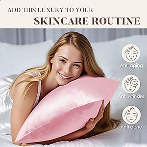 LULUSILK Pink Silk Pillowcase for Hair and Skin, Mulberry Silk Pillow Case with Zipper Closure, Standard Size, Pack of 1