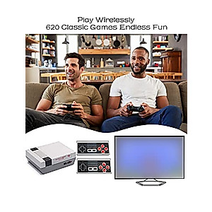 Generic Retro Wireless Video Game Console Classic Handheld Mini PC Game Player Built in 620 Games Dual Controller AV TV Game Machine for Kids,Children,Adult,Grey,18x14x7cm