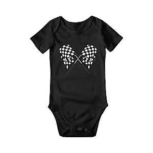 MOCSONE Checkered Flags Race Car Flag Newborn Girl Boy Romper Jumpsuit Bodysuit Baby Outfits Infant Clothes