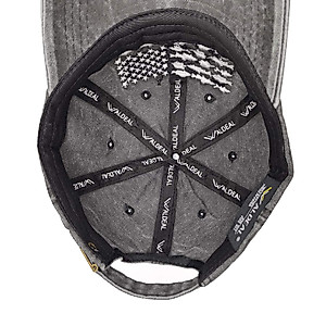 Waldeal Boys' Embroidered Fish Flag Hat Kids Washed Distressed Baseball Cap Black