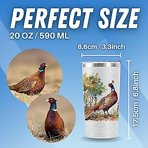 Onebttl Pheasant Hunting Gifts Tumbler Travel Coffee Mug, Stainless Steel Insulated with Lid 20oz/590ml - Watercolor