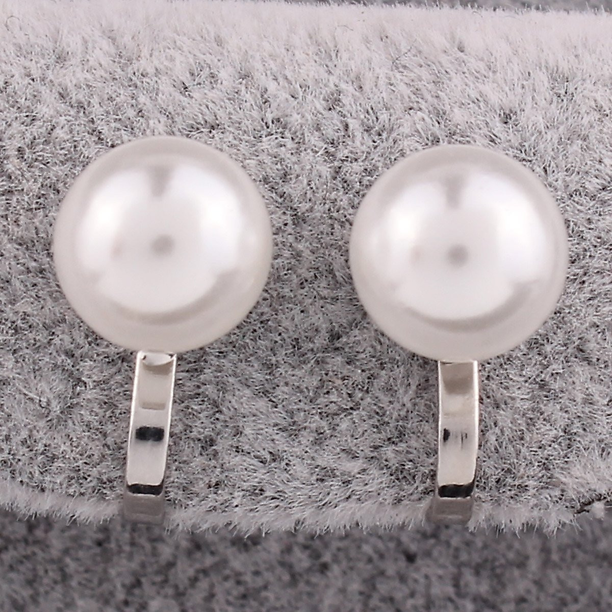 Simulated Pearl Clip Earrings No Pierced Charm Jewelry Silver/Gold Plated 8mm&12mm Pearl (8mm silver plated)