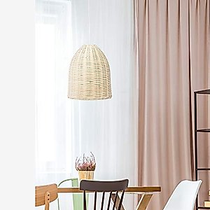 Elegant Designs PT1007-NAT Elongated Coastal Dome Rattan Downlight Pendant, Natural