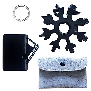 18-in-1 Snowflake Multi-tool with Wallet Multi Tool Credit Card Stainless Steel Bottle Opener, Box Cutter, Phillips Screwdriver, Allen Wrench, Credit Card Multi Toll Gift Set, Survival Gear (black)