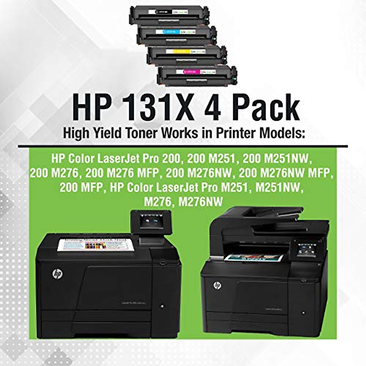 BGI Compatible Toner Cartridges Replacements for HP 131X 131A Color Laserjet Pro 200 M251 M251nw M251n M276n M276nw M276 |CF210X CF211A CF212A CF213A | 4 Pack