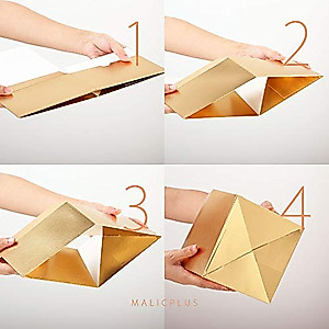 MALICPLUS 10 Gift Boxes 9.5x6.5x4 Inches Gift Boxes with Lids Boxes for Gifts Bridesmaid Proposal Boxes, Gold Gift Boxes Bulk for Light Weight Gifts, Crafting, Grass Texture Gold