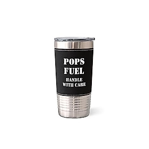 Generic Pops Fuel Engraved Leatherette Tumbler, Gifts For Pops, Unique Gift For First Time Dad Father's Day, Birthday, Appreciation, Retirement, Black