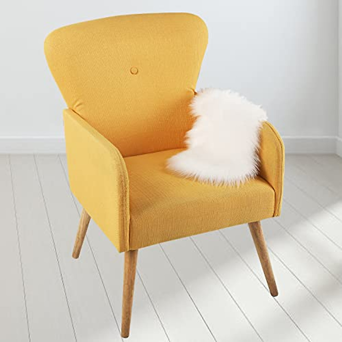 Molain Bench Cushion Fluffy Area Rug White Soft Faux Fur Bedroom Balcony Couch Reading Nook Cover Plush Mini Car Chair Seat Pad Hallway Fireplace Living Room Floor Decorations (50 cm Oval)