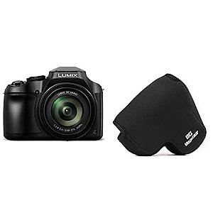 PANASONIC LUMIX FZ80 4K Digital Camera, 18.1 Megapixel Video Camera, 60X Zoom DC Vario 20-1200mm Lens, F2.8-5.9 Aperture & MegaGear Panasonic Lumix DC-FZ80, FZ82 Ultra Light Neoprene Camera Case