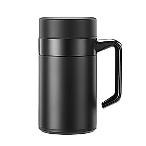 14 oz Coffee Mug, Vacuum Insulated Office Thermos Cup, Stainless Steel Camping Coffee Cup with Handle and Lid, Travel Tumbler Cup for Hot & Cold Drinks