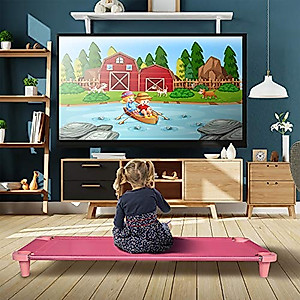 Acrimet Premium Stackable Nap Cot (Stainless Steel Tubes) (Pink Cot - Pink Feet) (1 Unit)