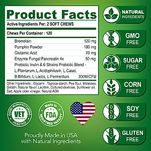 Vet Promise No Poo Chews for Dogs - Coprophagia Stool Eating Deterrent for Dogs - Prevent Dog from Eating Poop - Stop Eating Poop - Probiotics & Digestive Enzymes Supplement - Made in USA