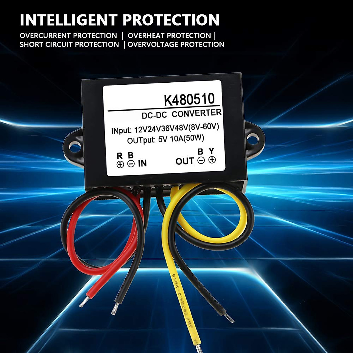 Converter, DC DC 12V/24V/36V/48V to 5V 10A Converter Step Down Power Module