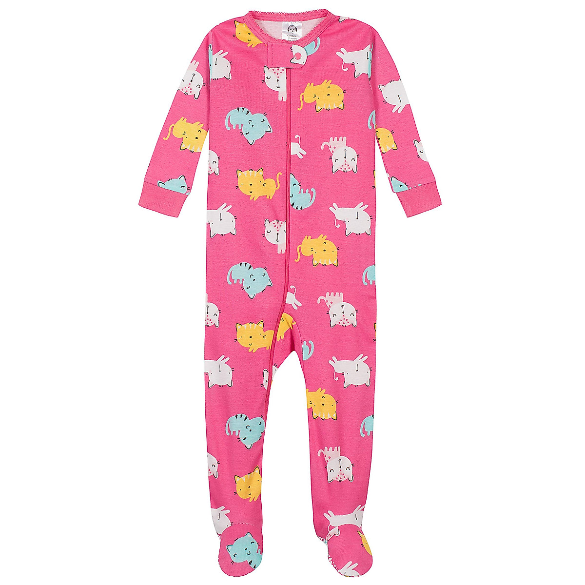 Gerber Baby Girls' 4-Pack Footed Pajamas, Unicorns Cats Pink, 12 Months
