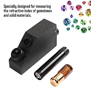 Leftwei Gem Refractometer, Professional Gemstone ldentification Gem Refractometer Refractive Index Meter Jewelry Test Tool with 3 ML Reflective Index Fluid for Gemologists, Jeweler