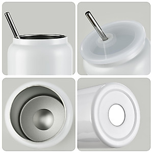 JYLJINGYULI 12 Pack 16 oz Sublimation Tumblers Blanks Glass Cups with Cup lid and straw,Stainless Steel double wall insulated Cups Blank, for Craft DIY